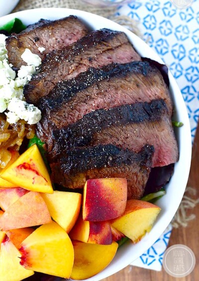 Balsamic Steak and Peach Salad - Iowa Girl Eats