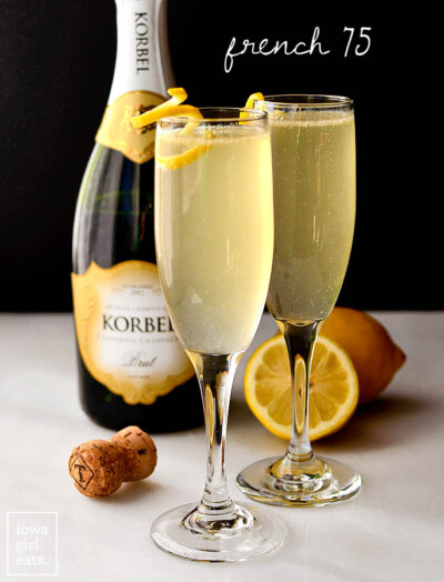 French 75 Champagne Cocktails - 4 Ingredients
