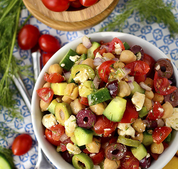 Greek Chickpea Salad - Iowa Girl Eats